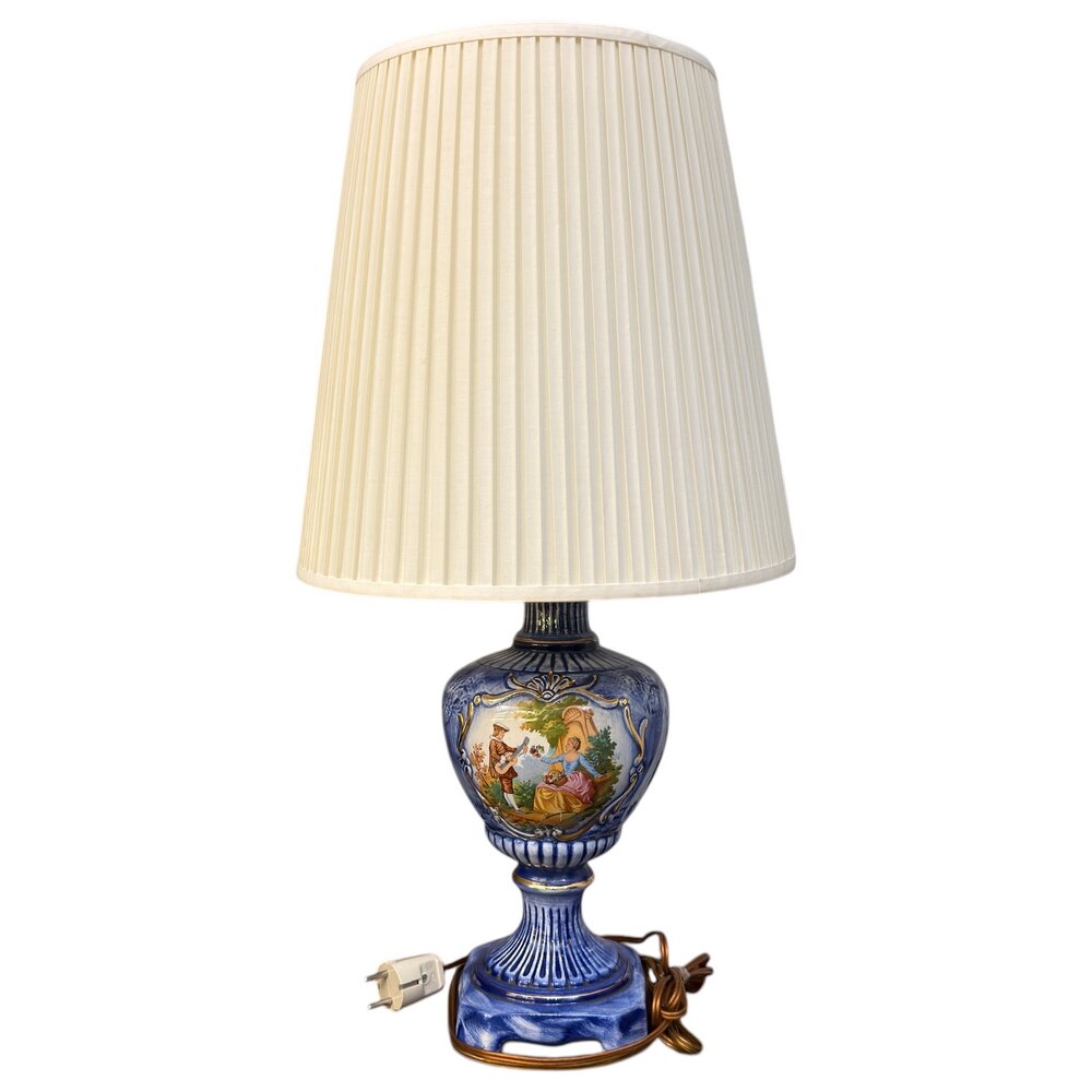 Лампа настольная "Галантная сцена", 64 см, 1960-1970 гг, фарфор, Италия