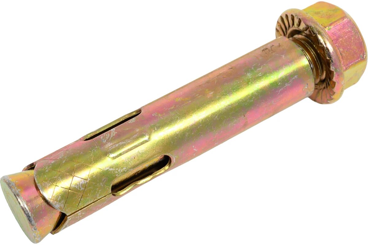 Анкерный болт с гайкой Партнер M18 20×107 из углеродистой стали с желтым цинковым покрытием для бетона, кирпича и камня