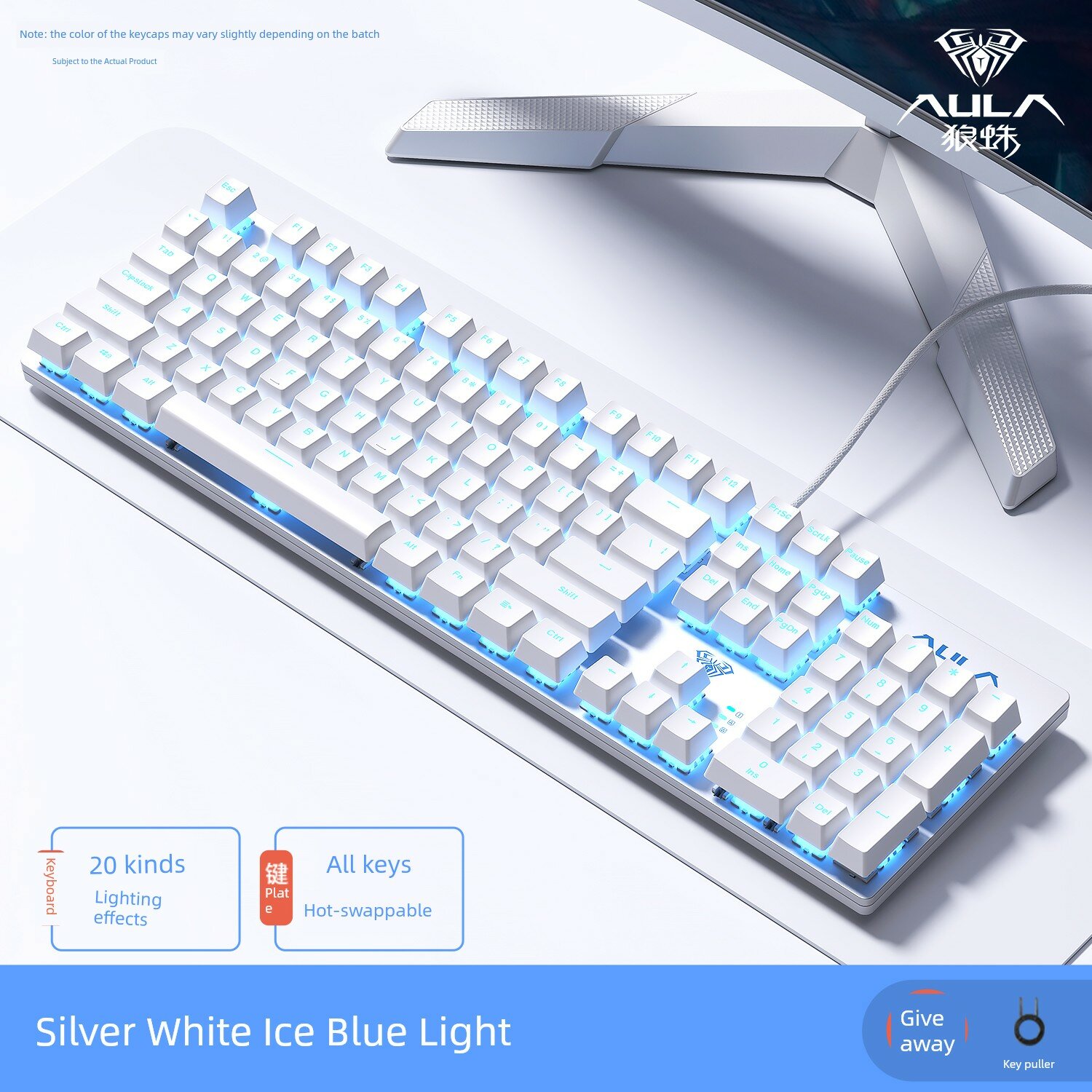Wolf Spider 68PRO Проводная игровая механическая клавиатура с переключателями Cherry MX Red, цвет серебристо-белый,
