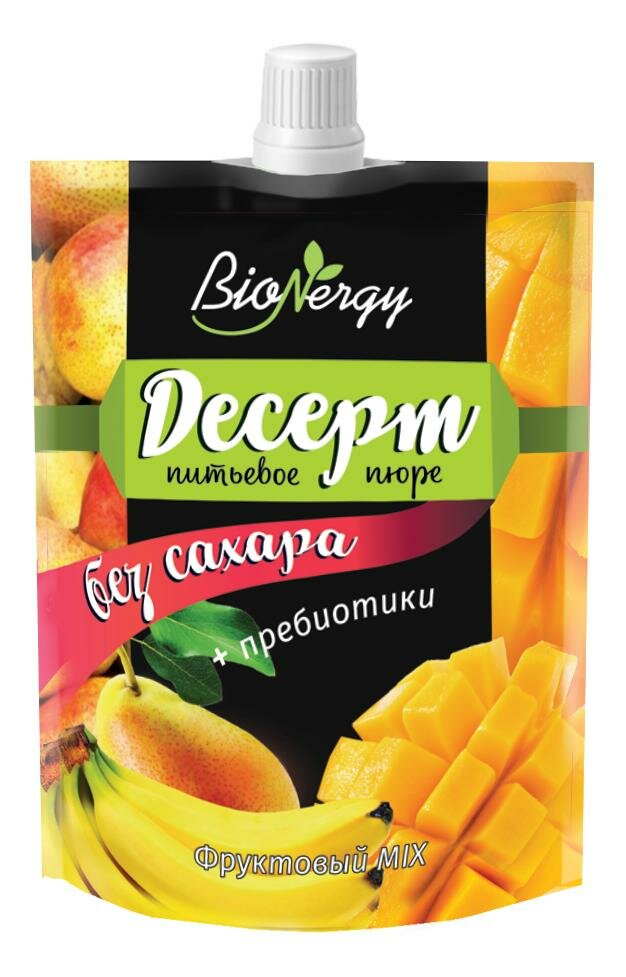 Десерт фруктовый BioNergy Груша-Банан-Манго, фруктовый микс, дой-пак, 140 г