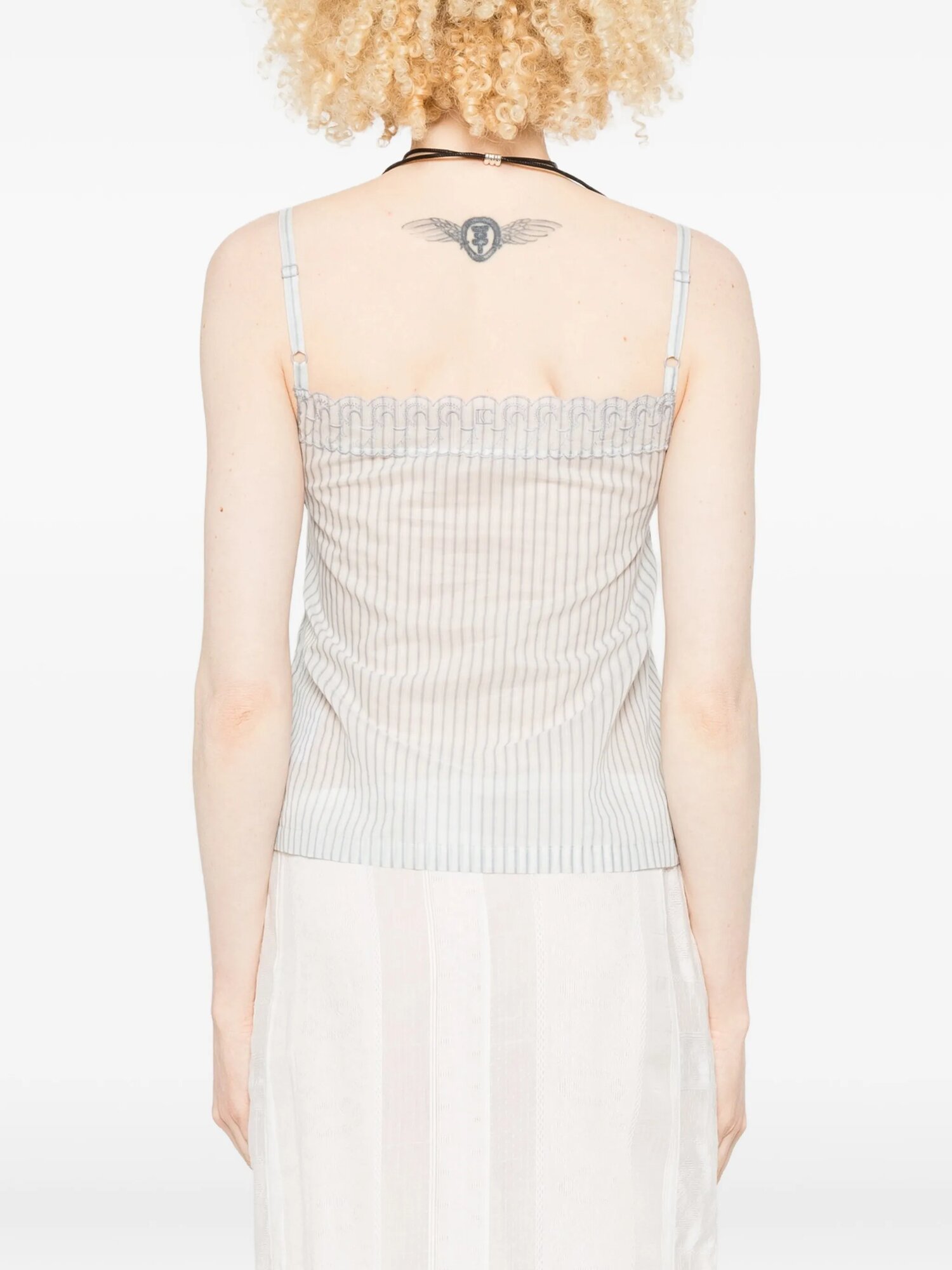 Топ LOW CLASSIC Striped lace top, размер M, white — фото 1