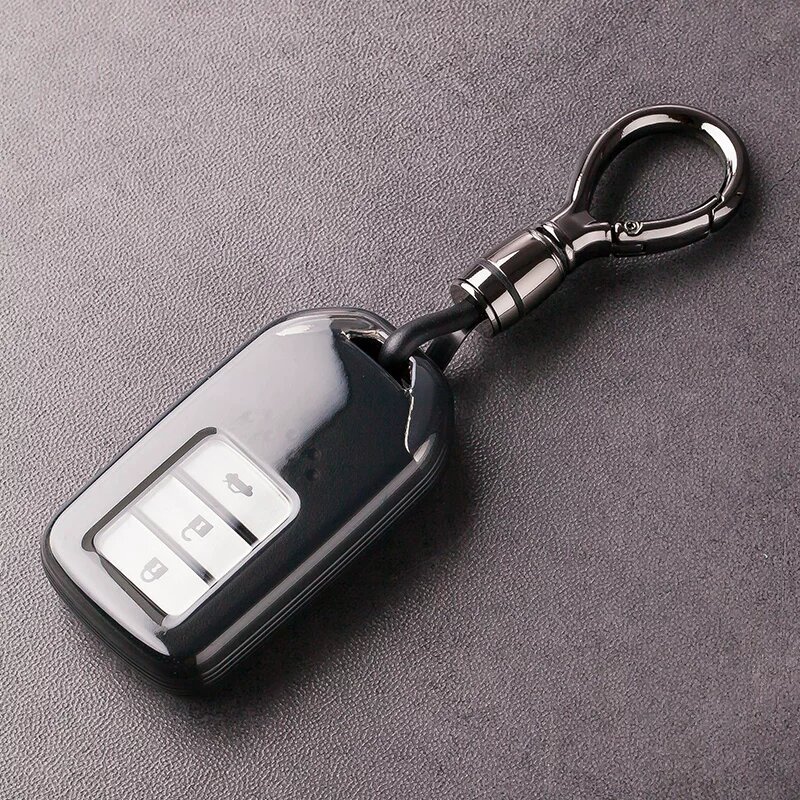 Прозрачный черный чехол для ключа с овальным кольцом для Honda Civic, CR-V, Fit, Inspire (2 предмета)