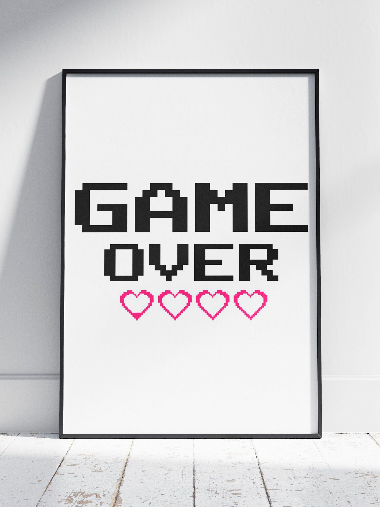 Плакат на стену для интерьера Пиксель Арт и 8 Бит (Game Over 2) - Постер по ретро геймингу формата A4 (21x30 см)