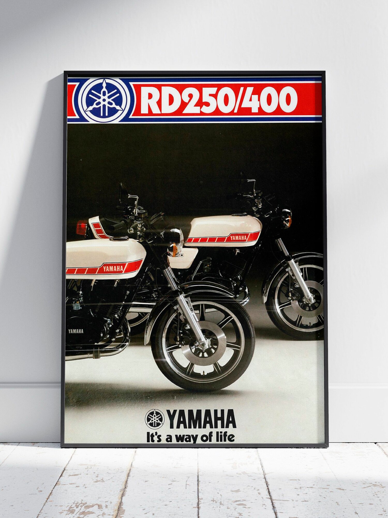 Плакат на стену для интерьера Техника и транспорт (Ямаха RD400 - Yamaha RD400 2) - Постер по транспорту формата A4 (21x30 см)