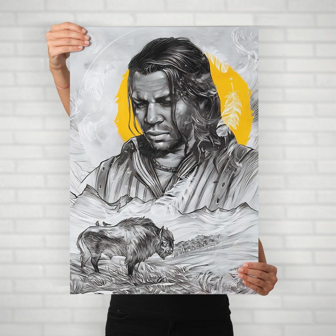 Плакат на стену для интерьера Red Dead Redemption 2 (Чарльз Смит 2) - Постер по игре формата А1 (60x84 см)