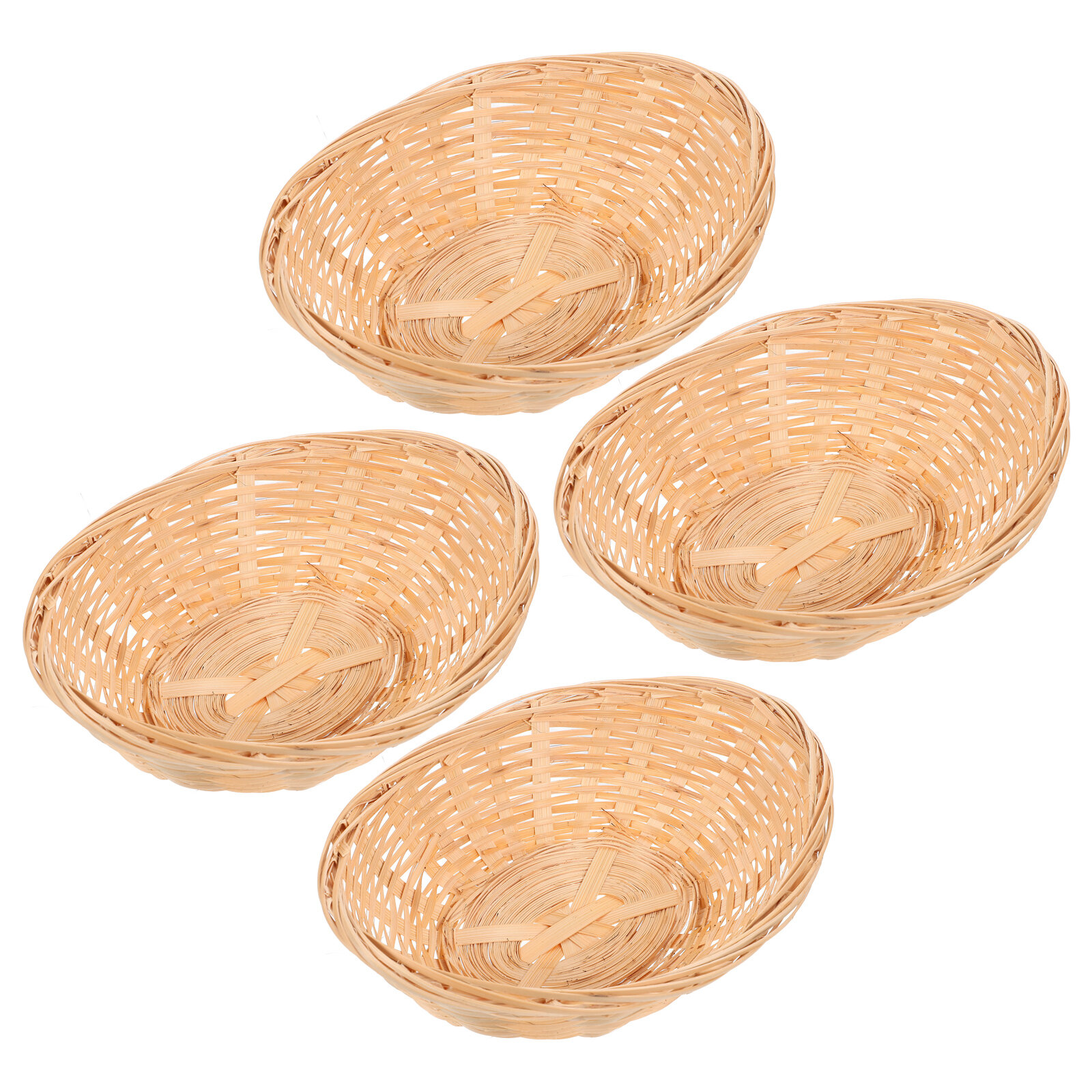 Овальная бамбуковая корзина для хлеба, корзина для яиц, корзина для упаковки зерна в супермаркете, бамбуковая корзина для обеденного стола, корзина для слива фруктов (21*17 см, 4 штуки)