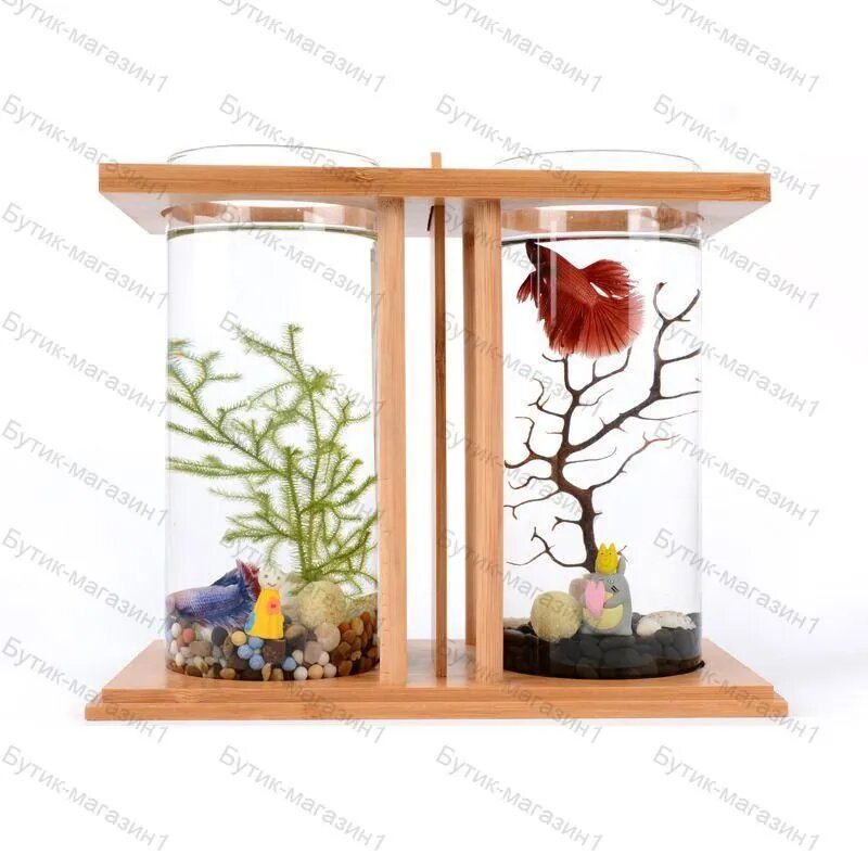 Аквариум Для Петушка Круглый Бежевый Для Рыбок Декоративный