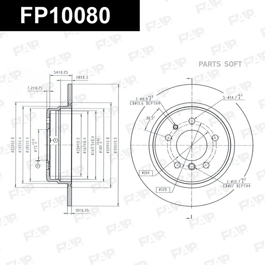 Диск тормозной BMW 3 (E90) FAP FP10080 | цена за 1 шт