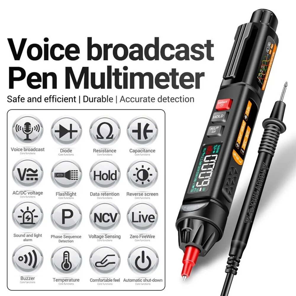 A3009 для Мини-Цифрового Мультиметра Pen Smart Voice Broadcast Tester Meter DC AC Meter