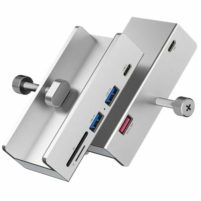 Алюминиевый зажим для концентратора USB 3.0 +TF+SD с 2-портовым разъемом питания USB-разветвителя для крепления на стол или к монитору