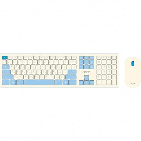 Клавиатура + мышь Acer OCC205 (ZL. ACCEE.00C) клав: белый, мышь: белый/голубой