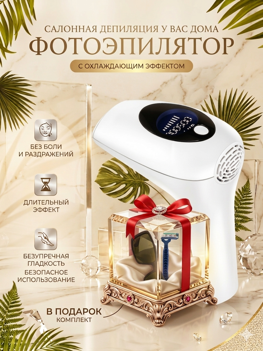 Фотоэпилятор лазерный профессиональный ipl с охлаждением белый