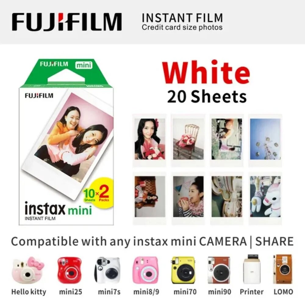 Фотобумага для Fujifilm Instax Mini, 20 листов, белая, credit card size photos