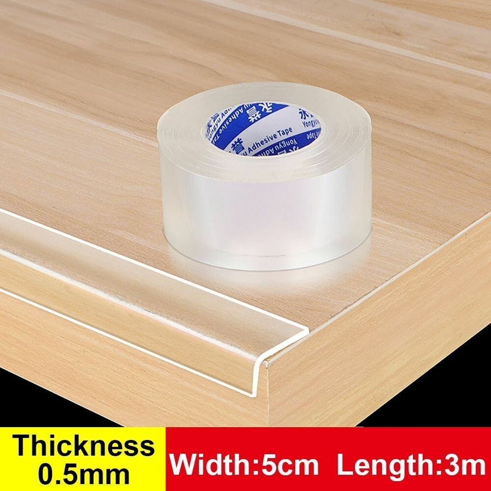 Защитная лента для края стола прозрачная ПВХ тонкая — защитная полоса 2/3/5 м, ширина 2/3/5 см, толщина 0,5/1/2 мм