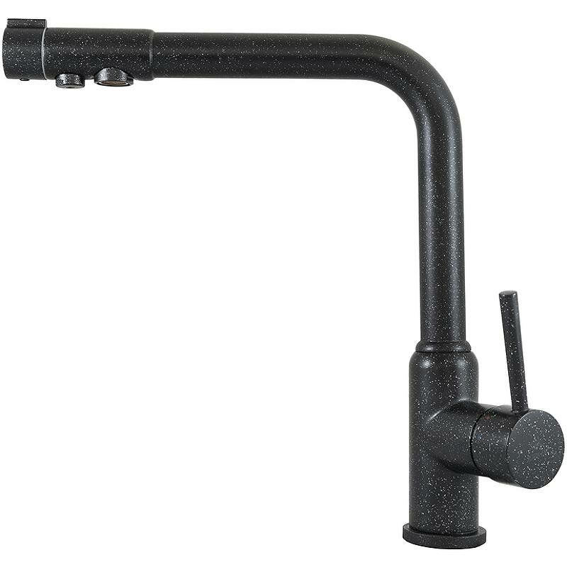 Смеситель для кухни Kaiser Teka 13044-2 черный мрамор, с краном для питьевой воды, рычажный, латунь