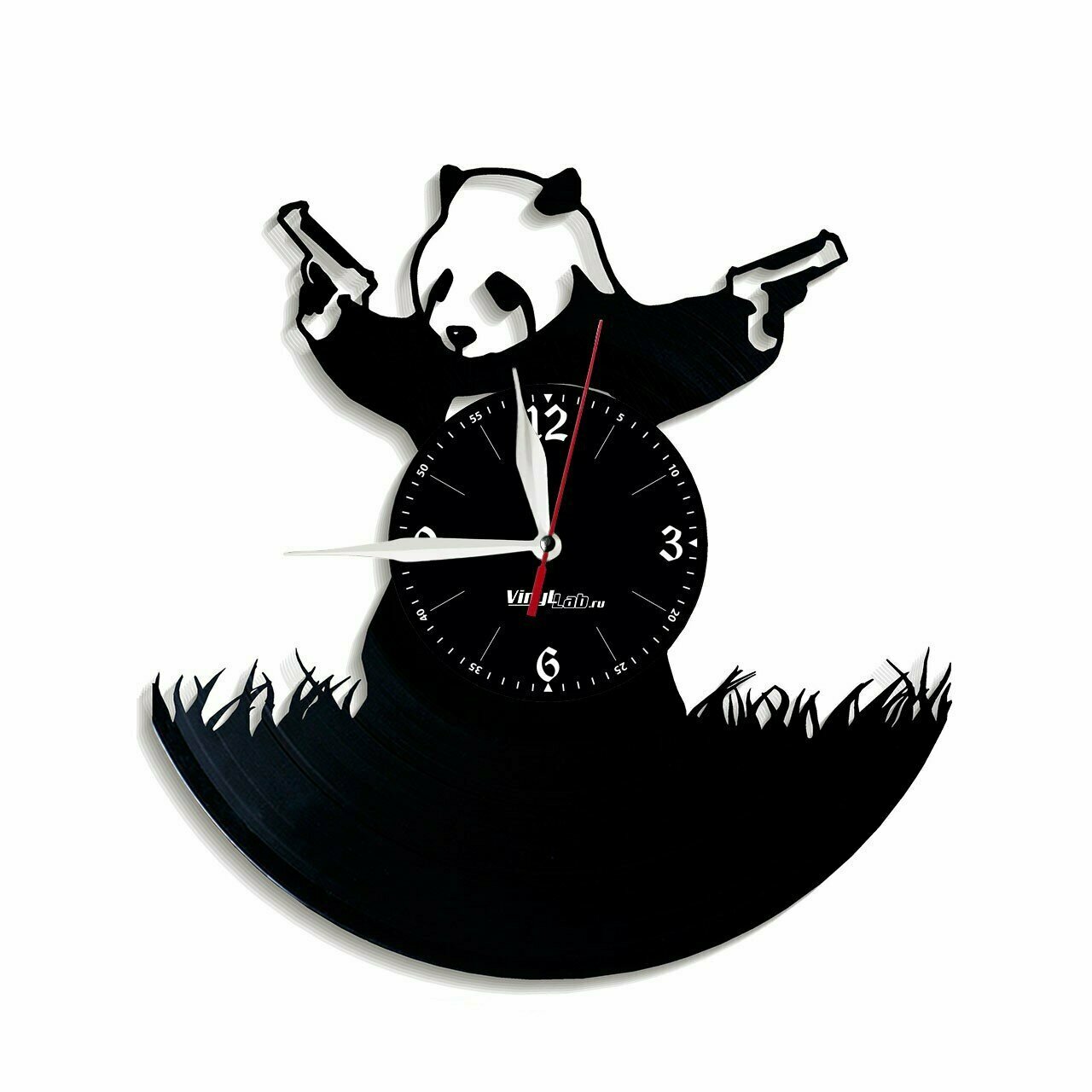 Часы из виниловой пластинки (c) VinylLab Ганста-панда, диаметр 30 см