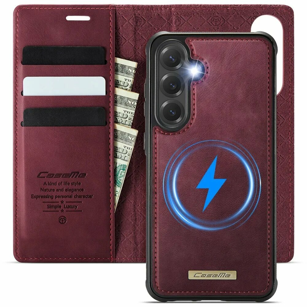 Роскошный кожаный защитный чехол для Samsung Galaxy S25 Plus/S24 Plus (Самсунг галакси с25+, с24+), Магнитный съемный слот для карт 2-в-1, Защита от кражи по RFID-меткам, Поддерживает беспроводную зарядку