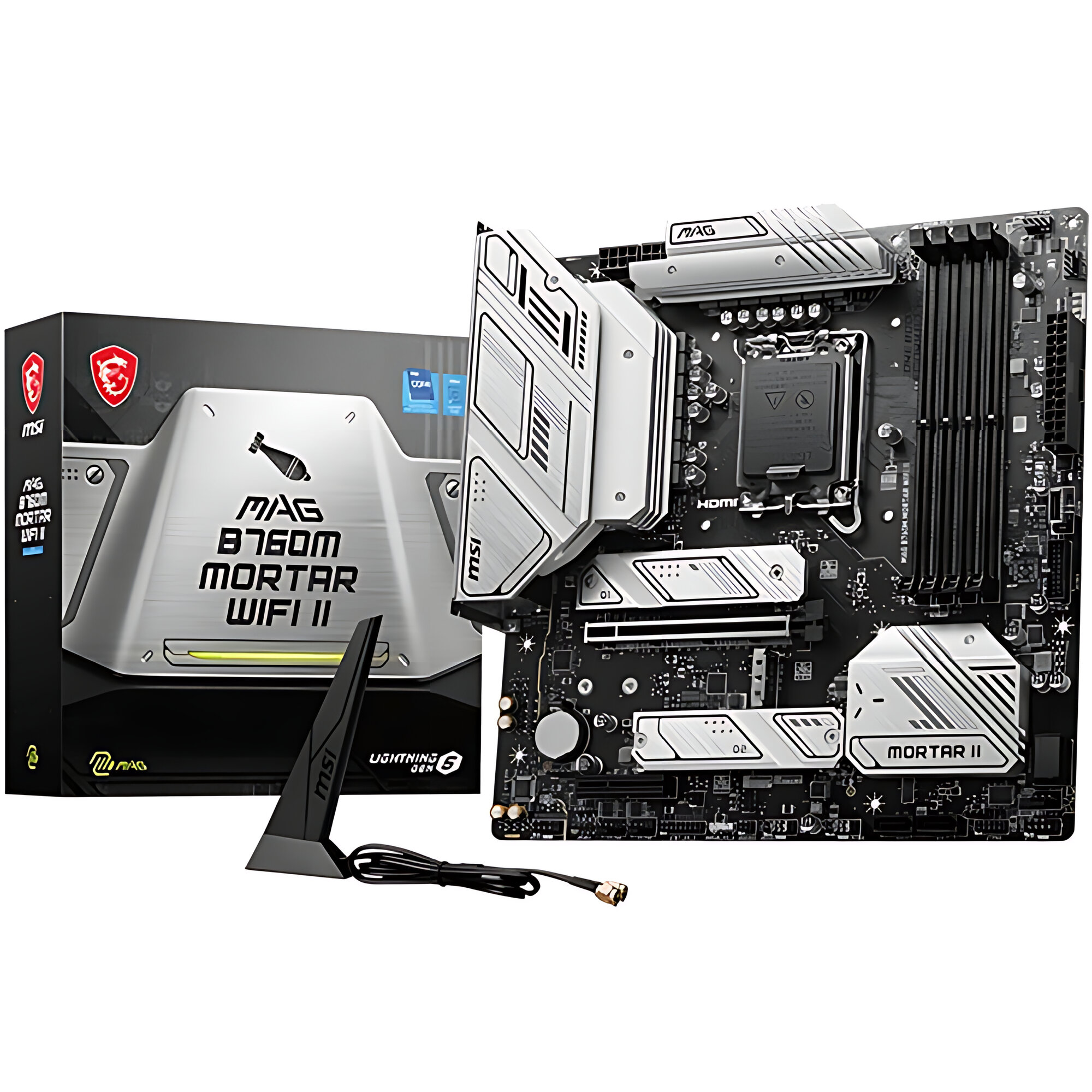 Материнская плата MSI MAG B760M MORTAR WIFI II (LGA1700/B760/4xDDR5/PCI-Ex16/3xM.2/SB7.1/GLAN/Wi-Fi/BT/HDMI/DP/mATX)