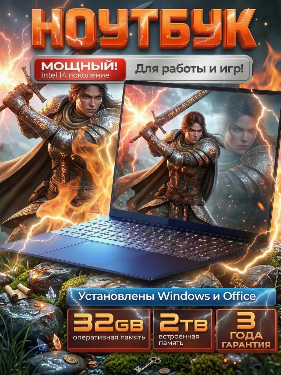 Ноутбук Intel Core i7-14700HX, 32GB RAM, 2048GB SSD, 2026 + Office