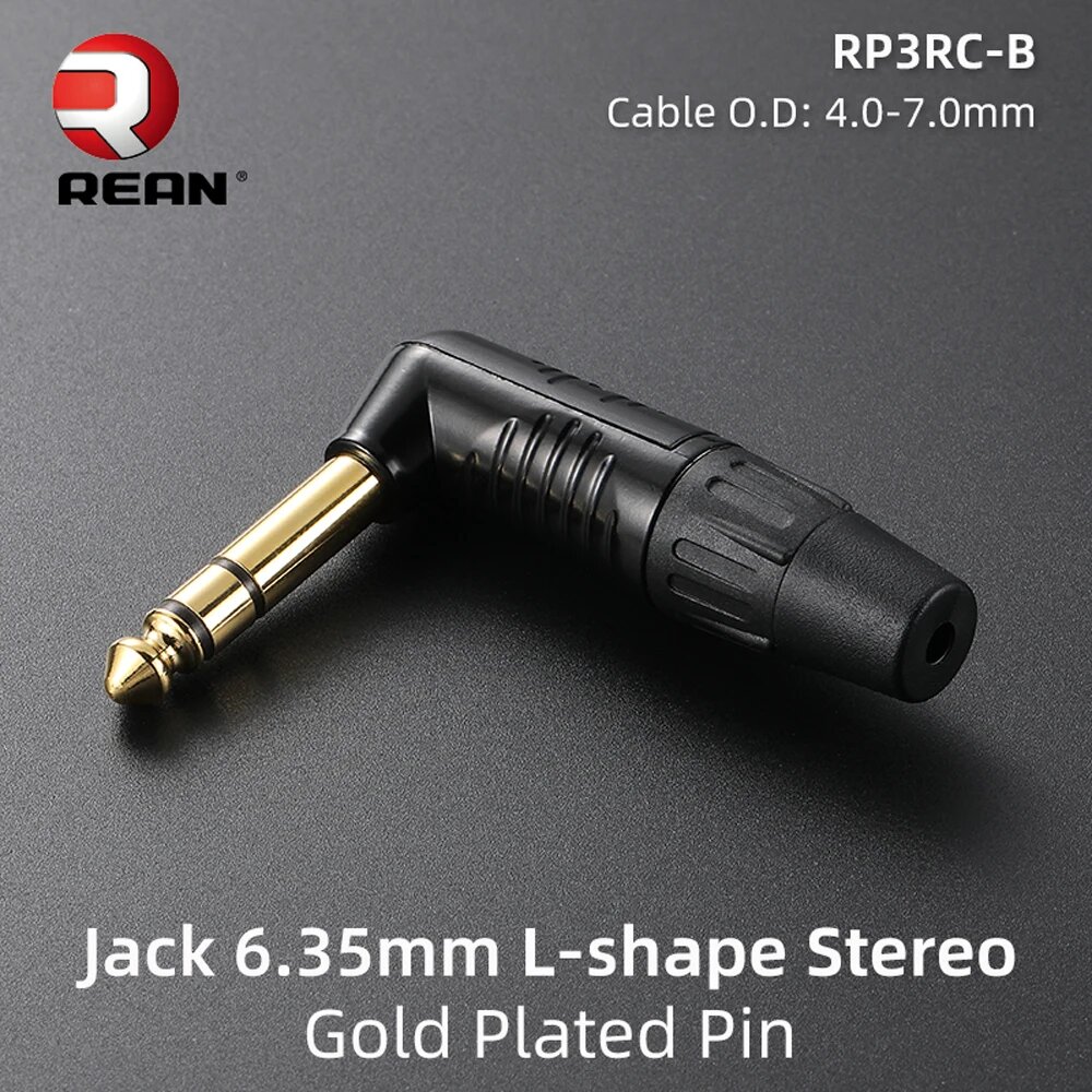 REAN 6.35 мм L-образный стерео Jack RP3RC-B