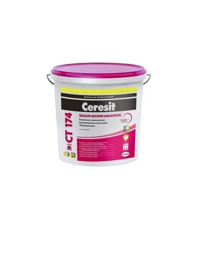 Штукатурка Ceresit Камешковая силикатно-силиконовая 1,5 мм, CT 174, база, 25 кг 1318410