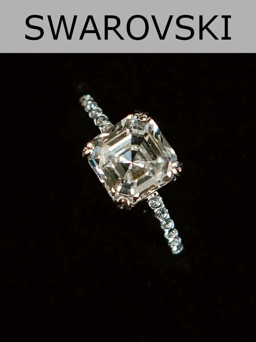 Кольцо помолвочное, кристаллы Swarovski, кристалл
