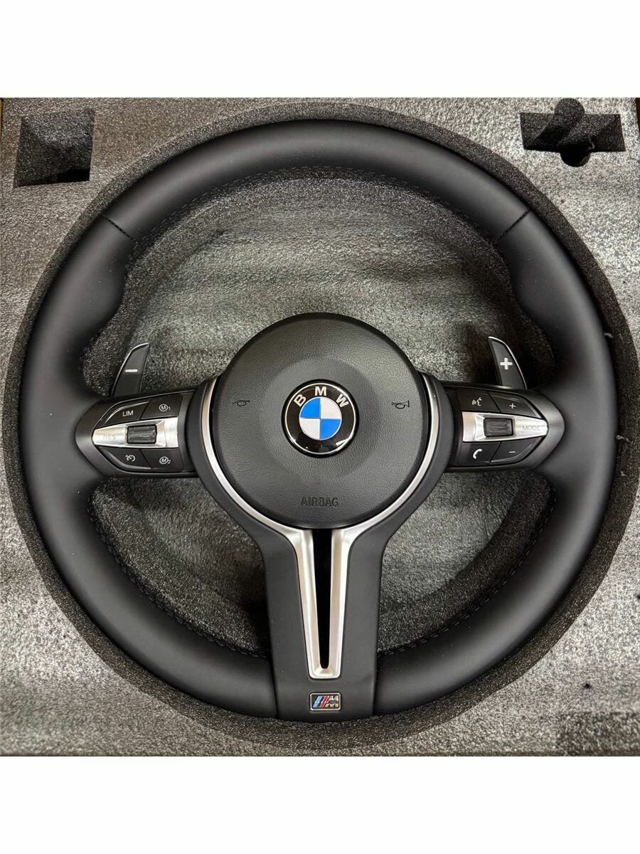 Руль BMW M без подогрева с чёрной строчкой — для F20/F21/F40, F22/F23/F30/F31/F35, M3 F80, X1 F48/F49, M2 F87 и др.