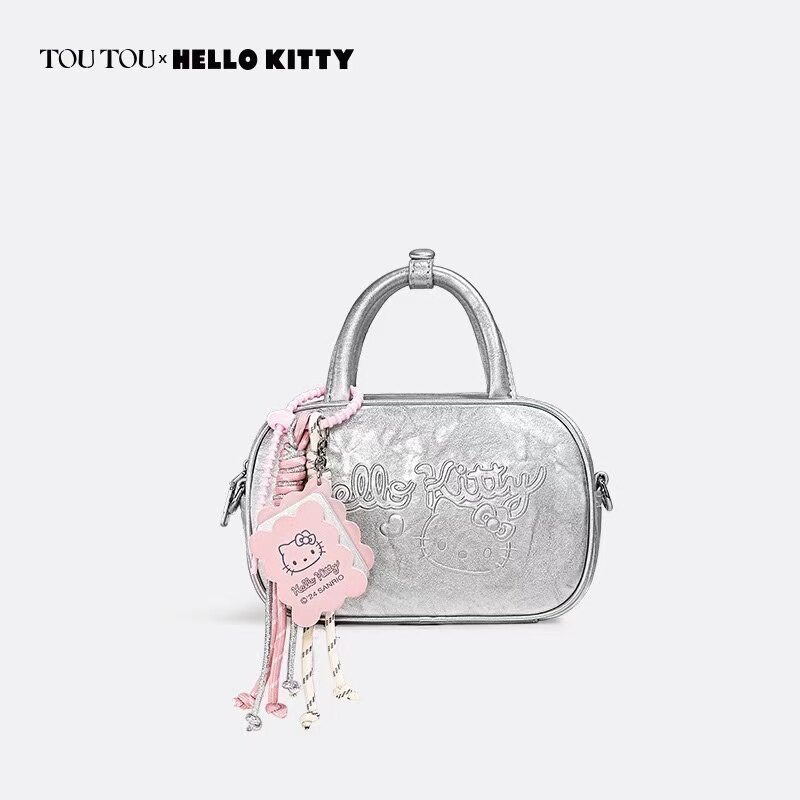 Серебряная женская сумка-мессенджер Sanrio Hello Kitty 2024, весна-лето, для поездок на работу.