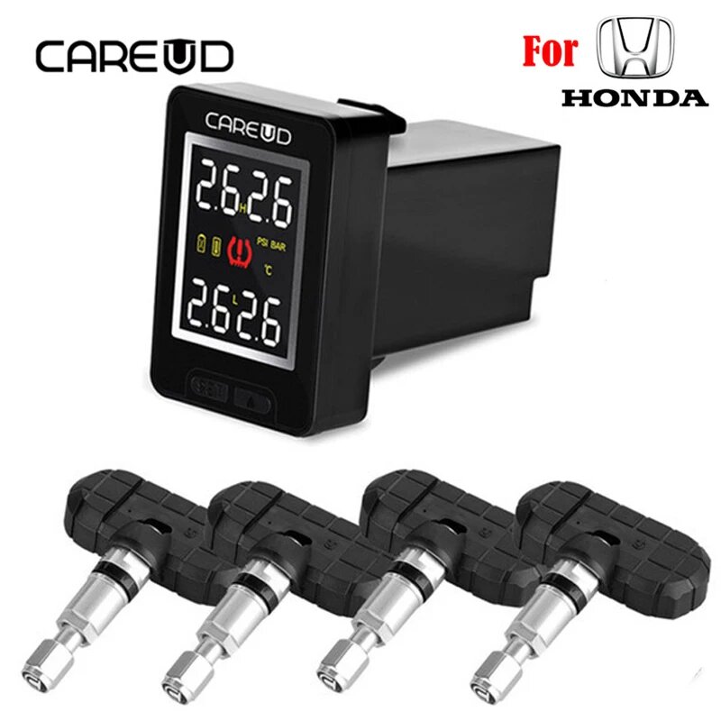 Система мониторинга давления в шинах для Honda CAREUD U912, беспроводная TPMS с ЖК-дисплеем и встроенным датчиком
