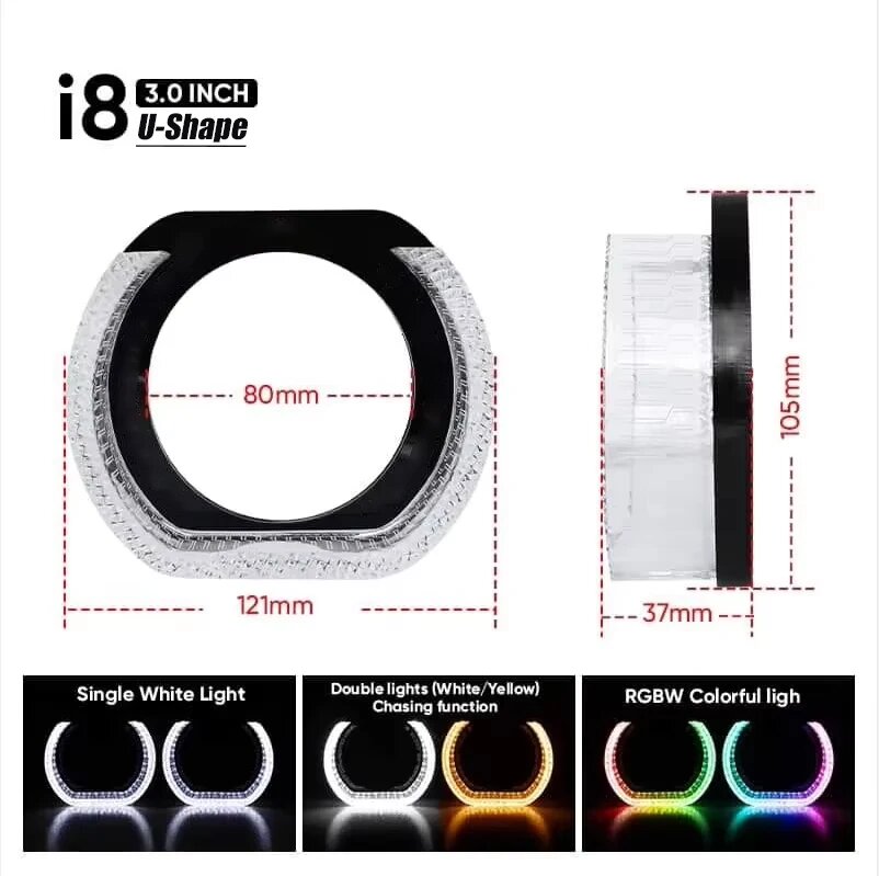2,5 "3" Автомобильный 5D Crystal RGB Ангельские Глаза Маска Кожухи Светодиодные Кольца Halo DRL 12V Для Bi LED Линзы Проектора Фара Автомобильные Аксессуары