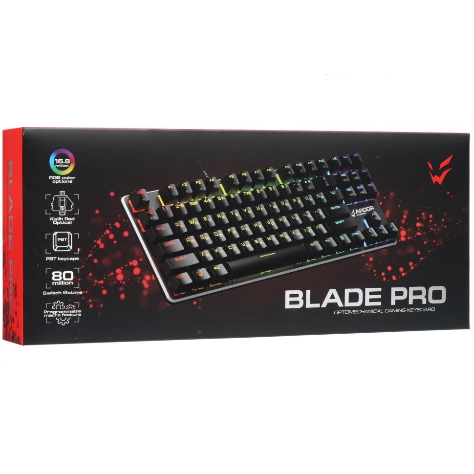 Клавиатура проводная ARDOR GAMING Blade PRO Optical, Kailh Optical Red, черный