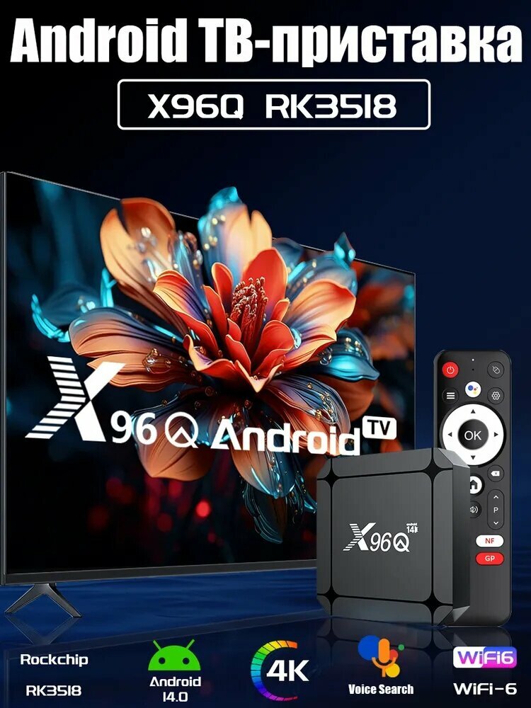 Мультимедийный проигрыватель ТВ коробка X96Q-RK3518 WiFi система караоке