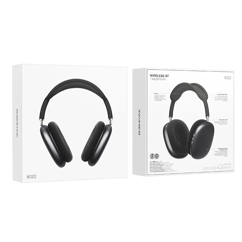 BOROFONE BO22 Bluetooth 5.3 Беспроводные наушники для спорта, музыки и игр в темно-сером цвете