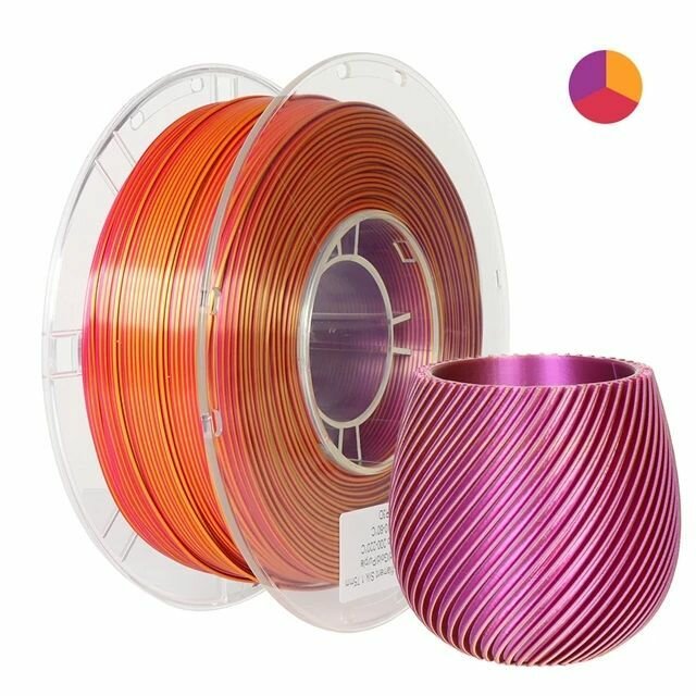Иластик для 3д принтера 3D Silk PLA новая 3-цветная коэкструзионная тройная радужная нить 3D-печати пластик Радужный градиент 1.75mm 1кг