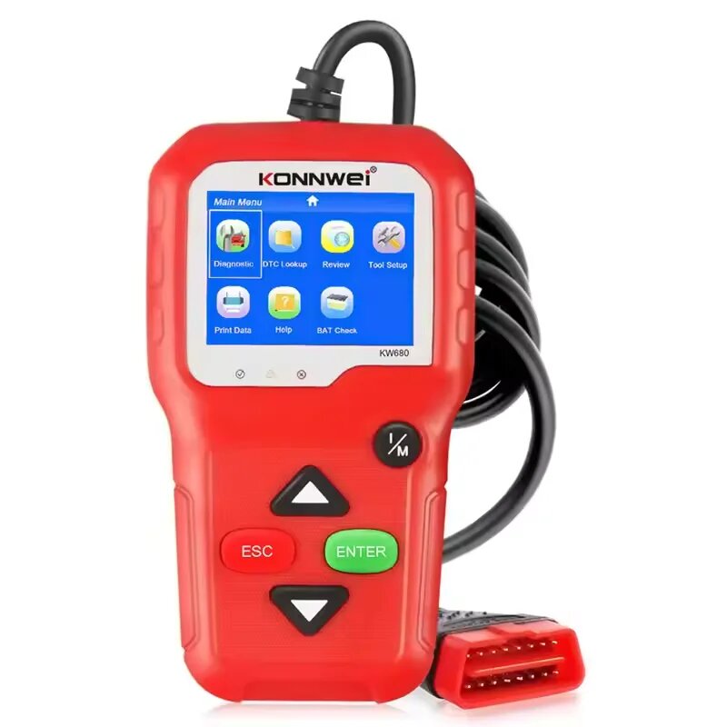KONNWEI KW680 OBD2 Сканер с Русским Языком, Красный