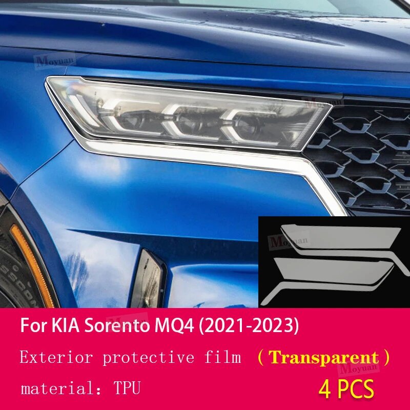 Защитная пленка для фар Kia Sorento MQ4 2021-2023, Transparent, 4 шт.