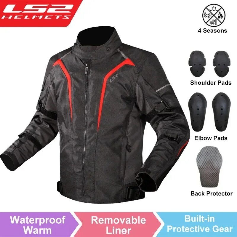 LS2 мотокуртка мужская/женская, 3XL, Красный