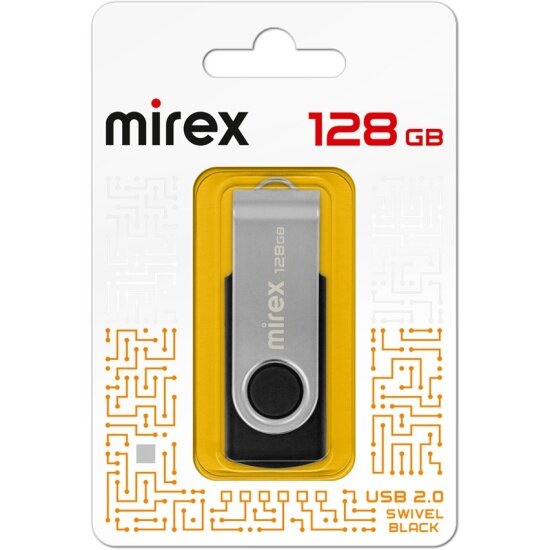 Флэш накопитель Mirex 128 ГБ SWIVEL BLACK USB 2.0 (13600-FMURS128)