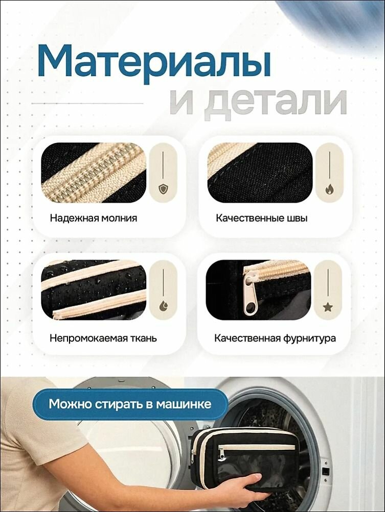 Пенал DOOQOO, для мальчиков, без наполнения, на молнии, черный, оксфорд 600 — фото 1