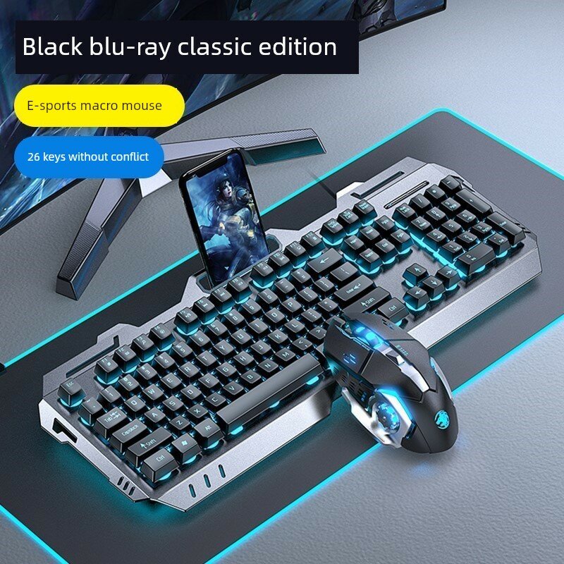 Тихая механическая клавиатура и мышь с игровой мышью для Lenovo Legion Y7000P/Y9000P, серебристо-черный, синее