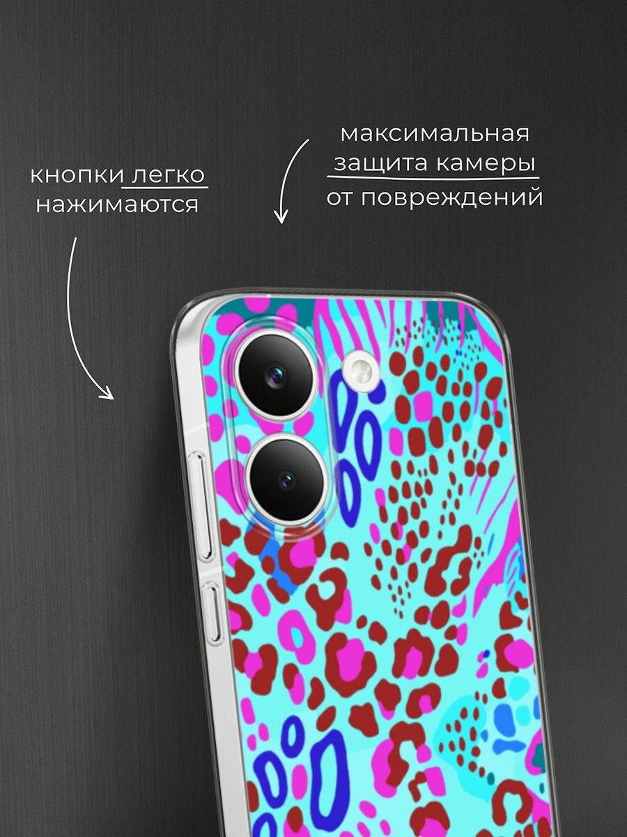 Чехол на Poco X8 Pro / Поко X8 Про с принтом Голубой леопардовый фон — фото 1