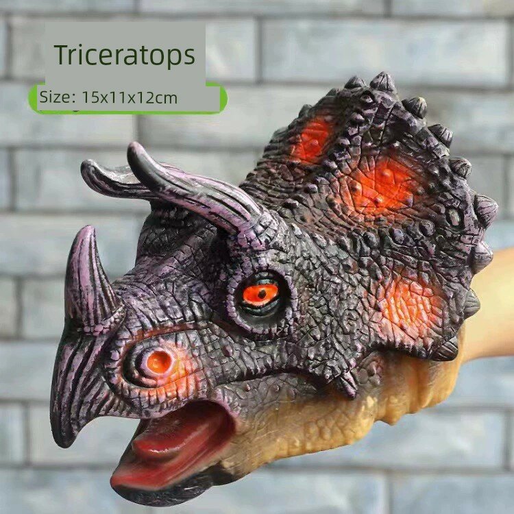 Маленькая коричневая маска-трицератопс из силикона для детей 3-6 лет