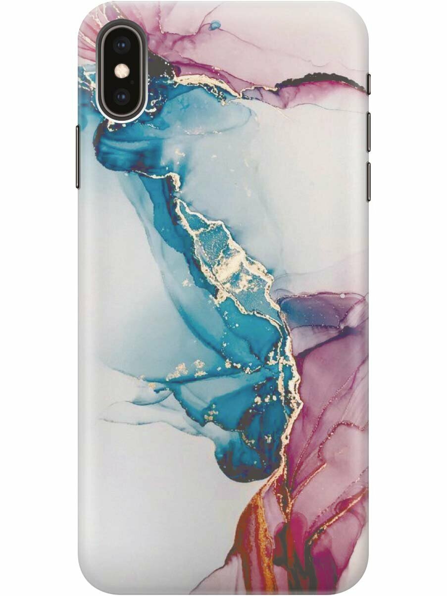 Силиконовый чехол на Apple iPhone XS Max / Эпл Айфон Икс Эс Макс с рисунком "Сине-розовый мрамор"