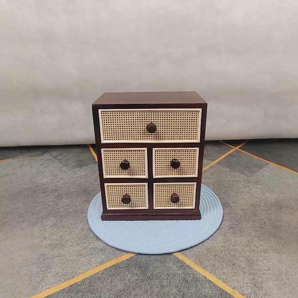 Бамбуковая плетеная 5-ящичная коробка, 26,5x18x32 см компактный столешечный органайзер для ювелирных изделий и мелочи