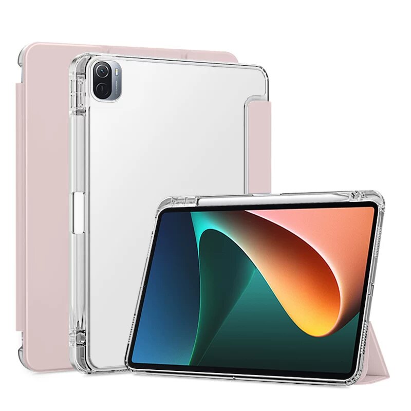 BOORCA Прозрачная амортизирующая чехол для планшета Xiaomi Pad 5/5 Pro 11 дюймов с отсеком для ручки - сакура розовый