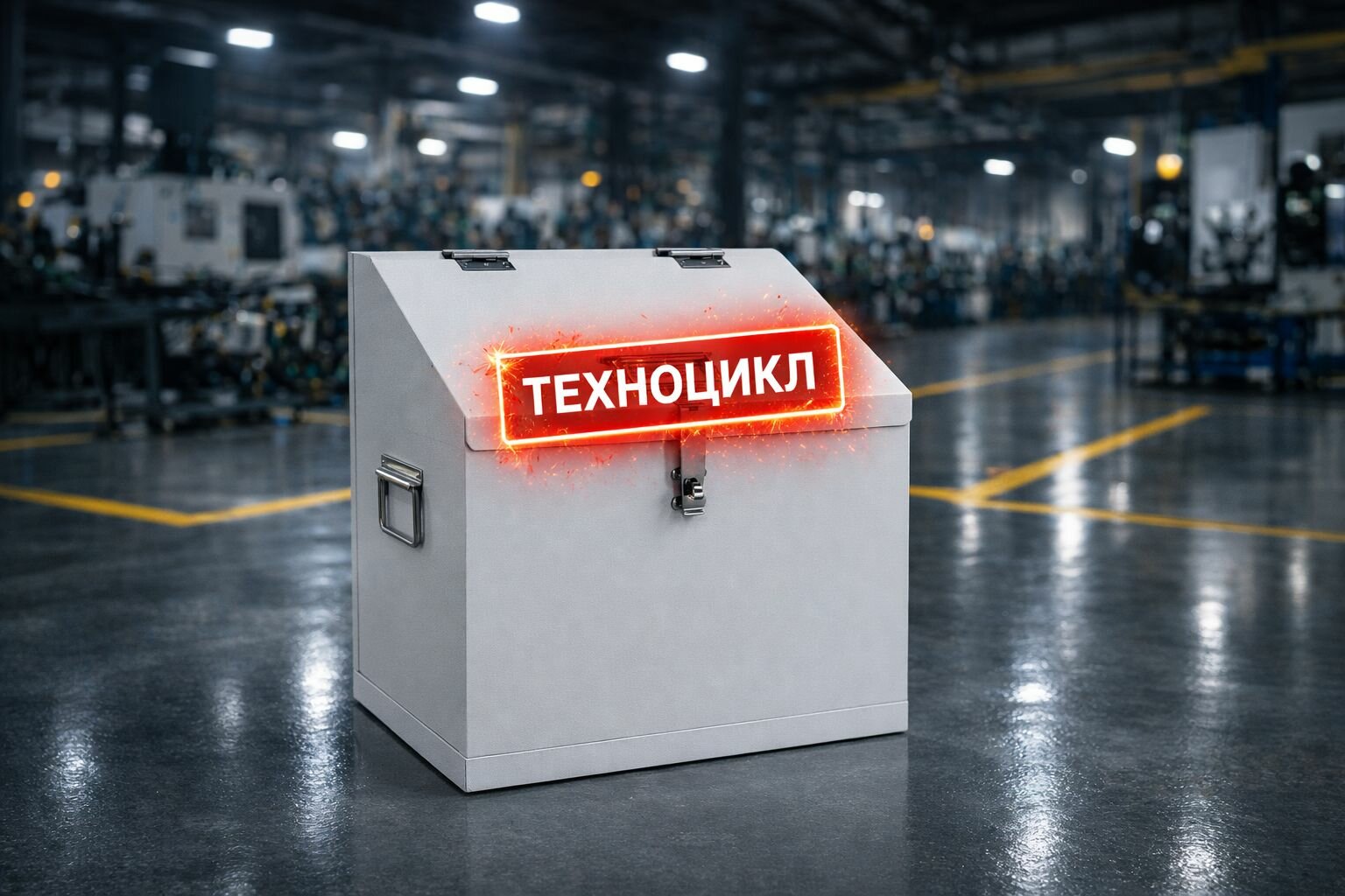 Ящик ДВ-510 510х360х420 мм техноцикл экологическая металлическая тара для сбора и временного хранения отходов, желтый, маркировка Макулатура и бумага