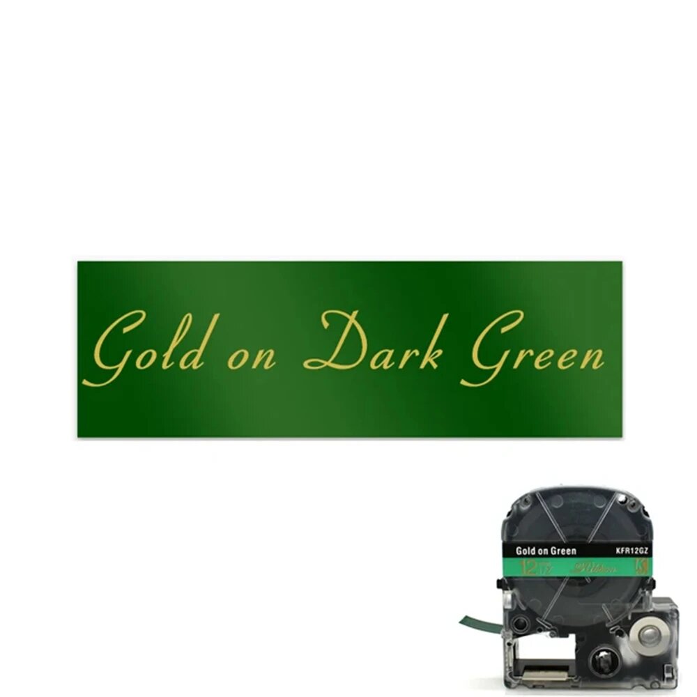 Лента этикеточная Bekia Gold on Dark Green, 12 мм, green