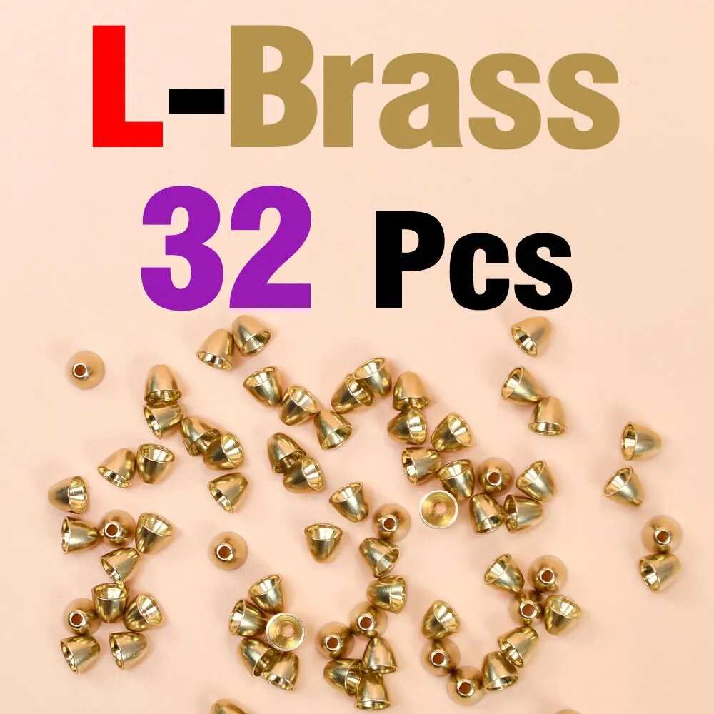 32 шт. латунные конусные головки для мушек, Brass L