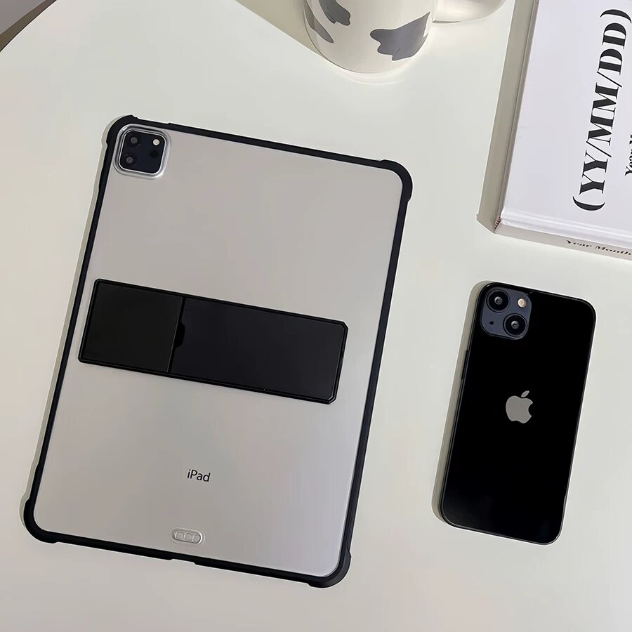 Складная клеящаяся стойка для планшетов iPad, Kindle, Huawei, Xiaomi, Lenovo - черная, регулируемая в ландшафтном и