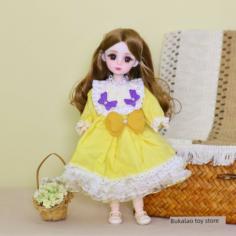 Кукла 30cm симпатичной внешности с пухлым телом, одежда для куклы BJD с 6 точками крепления, комплект одежды для